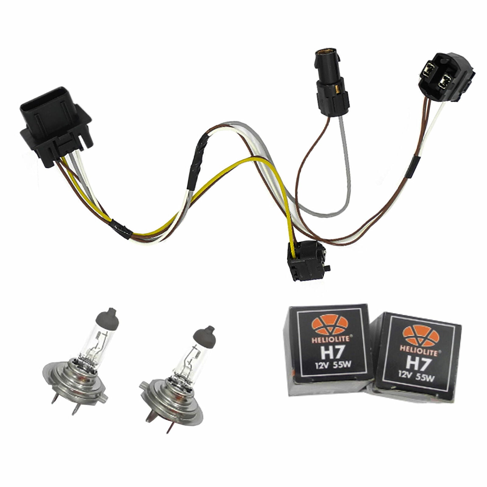 L /R Headlight Wiring Harness & Headlight Bulb H7 55W For Benz E300 E3 ...