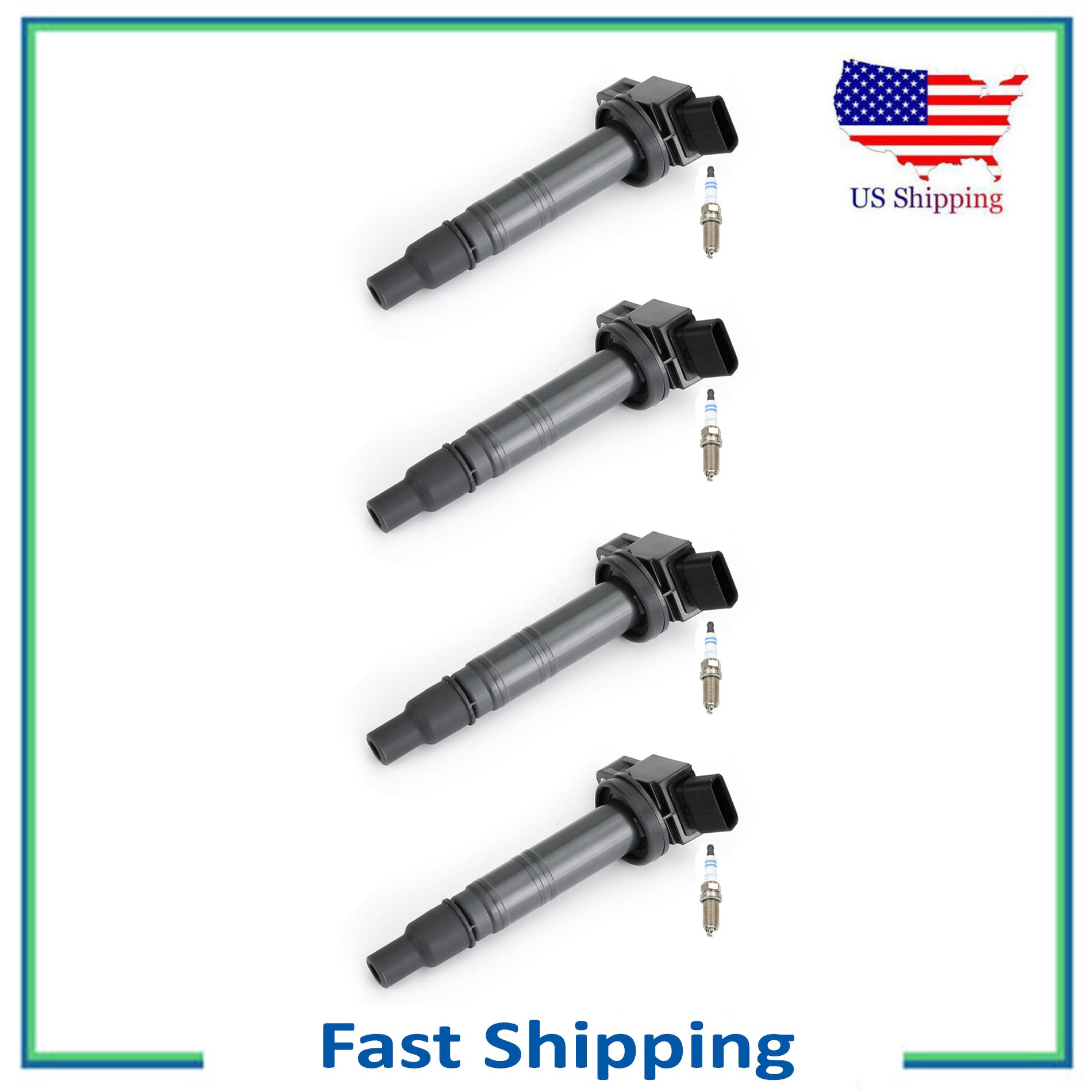 UF495 Ignition Coil & 8101 Bosch Double Platinum Spark Plug For Camry ...